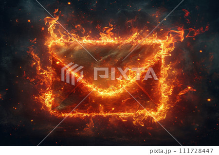 A burning postal envelope on a black...のイラスト素材 [111728447] - PIXTA