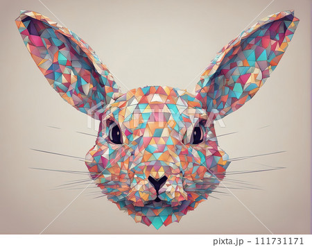 Rabbit head made of many small triangles with...のイラスト素材 [111731171] - PIXTA