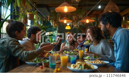 AI-generated content. Cheerful young people,...のイラスト素材 [111746846] - PIXTA