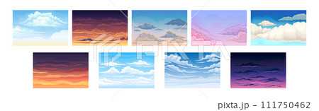 Sky Scene with Cloudscape Picturesque Scenery...のイラスト素材 [111750462] - PIXTA