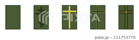 Military patch with cross vector icon. Chaplain...のイラスト素材 [111753770 ...