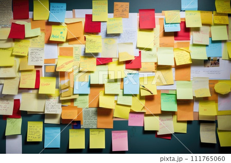 Bright and colorful post-its on a whiteboard,...のイラスト素材 [111765060] - PIXTA