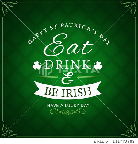 Saint Patricks Day holiday greeting banner with...のイラスト素材 [111773588 ...