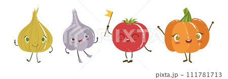 Ripe Funny Vegetable Character with Smiling...のイラスト素材 [111781713] - PIXTA