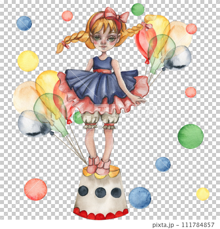 Composition of circus girl-gnome acrobat in...のイラスト素材 [111784857] - PIXTA