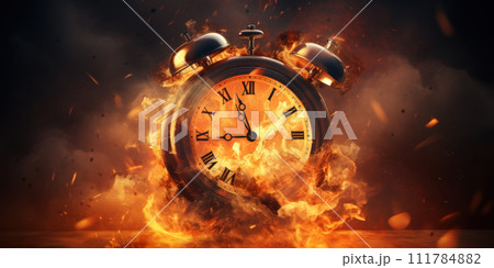 Clock burning, ticking - symbol of time's...のイラスト素材 [111784882] - PIXTA
