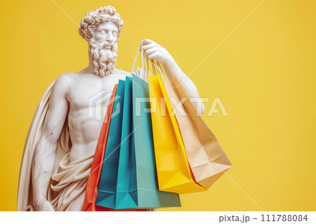 Ancient Greek god sculpture carrying shopping...のイラスト素材 [111788084] - PIXTA