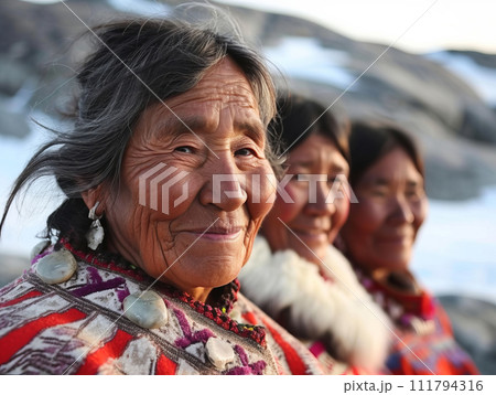 AI-generated content. Smiling native Inuit...のイラスト素材 [111794316] - PIXTA