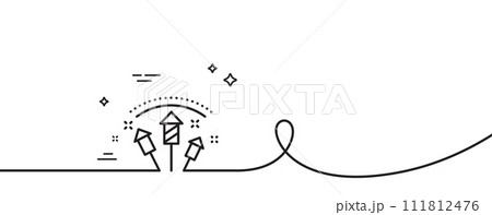 Fireworks rocket line icon. Continuous one line...のイラスト素材 [111812476 ...