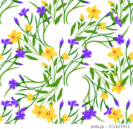 Seamless pattern flowers vector illustration....のイラスト素材 [111827051] - PIXTA