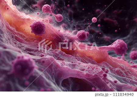A detailed illustration of cancer cells in a...のイラスト素材 [111834940] - PIXTA