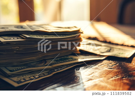 AI-generated content. A stack of money is...のイラスト素材 [111839502] - PIXTA