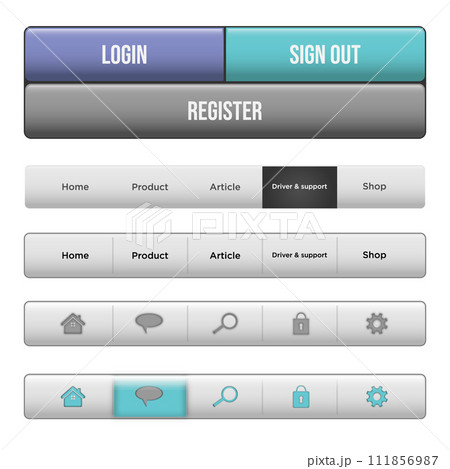 Set of 3D glossy action web button vector...のイラスト素材 [111856987] - PIXTA