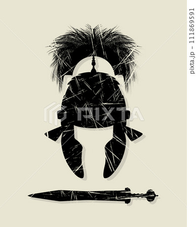 Roman centurion helmet and sword symbolのイラスト素材 [111869591] - PIXTA