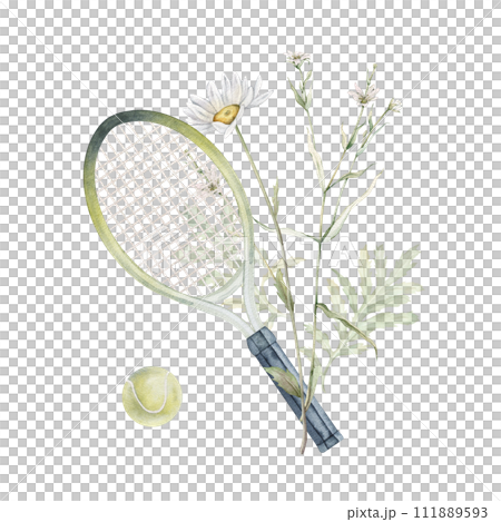 Set of sports equipment tennis ball and racket.... - Stock Illustration ...