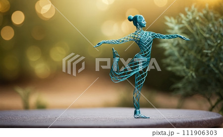 AI-generated content. Woman in yoga pose, bent...のイラスト素材 [111906303 ...