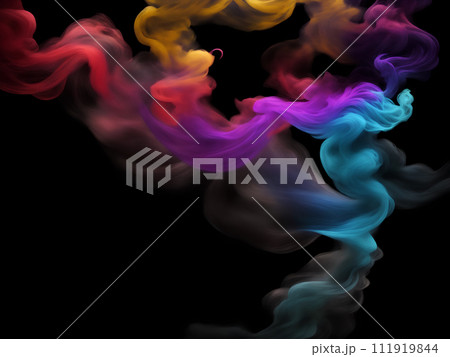 Photograph of a singular flowing colorful smoke...のイラスト素材 [111919844 ...