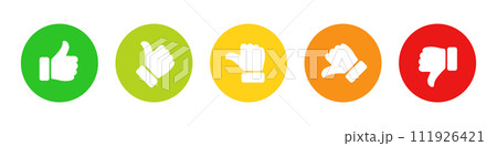 Rating and feedback scale with thumb symbol in...のイラスト素材 [111926421 ...