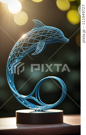 AI-generated content. dolphin bent wire figure...のイラスト素材 [111949727 ...
