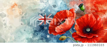 Anzac Day background with grunge watercolor...のイラスト素材 [111960103] - PIXTA