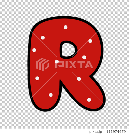 Red alphabet letter R with white dotのイラスト素材 [111974479] - PIXTA