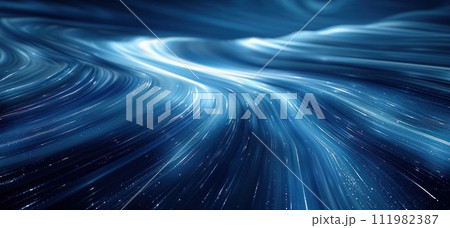 a blue background with lines moving around itのイラスト素材 [111982387] - PIXTA