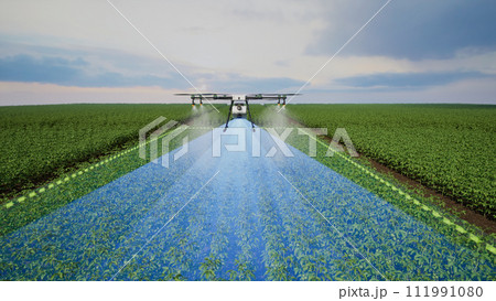 Agriculture drone using lidar scanning to spray...のイラスト素材 [111991080] - PIXTA
