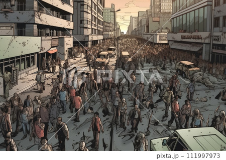 Surviving the Zombie Apocalypse: Cityscape...のイラスト素材 [111997973] - PIXTA