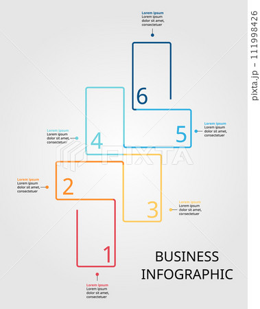 square timeline chart template for infographic...のイラスト素材 [111998426 ...