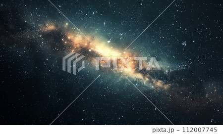 Sparse stars and galaxies punctuate a tranquil...のイラスト素材 [112007745 ...