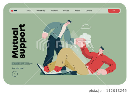 Mutual Support: Helping a fallen person get up...のイラスト素材 [112018246 ...