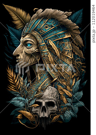 Ancient Egyptian evil pharaoh monster. Abstract...のイラスト素材 [112019464 ...