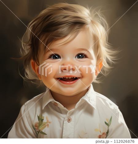 Excited baby boy on a gray background smiling...のイラスト素材 [112026876] - PIXTA
