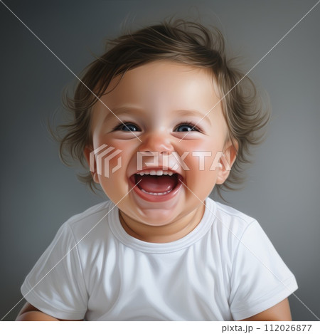 Excited baby boy on a gray background smiling...のイラスト素材 [112026877] - PIXTA