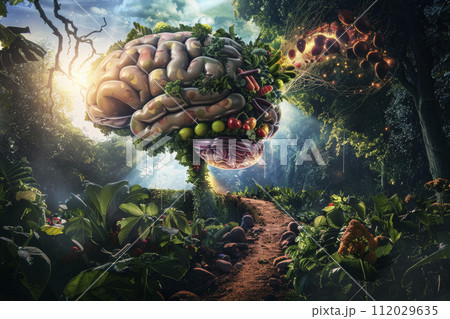 AI-generated content. Brain-shaped tree with...のイラスト素材 [112029635] - PIXTA
