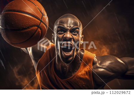 AI-generated content. Aggressive basketball...のイラスト素材 [112029672] - PIXTA