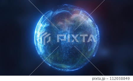 Blue energy magic circle, sphere, ball made of...のイラスト素材 [112038849 ...