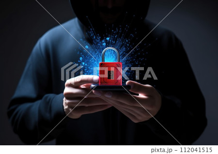 hacking man hack information data on the credit...のイラスト素材 [112041515 ...