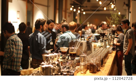 AI-generated content. Networking event at cozy...のイラスト素材 [112042728 ...