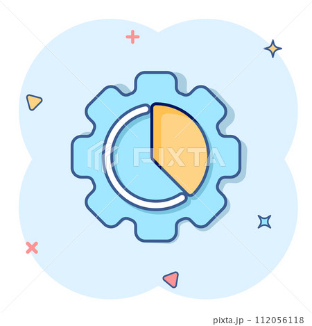 Workflow chart icon in comic style. Gear with...のイラスト素材 [112056118] - PIXTA