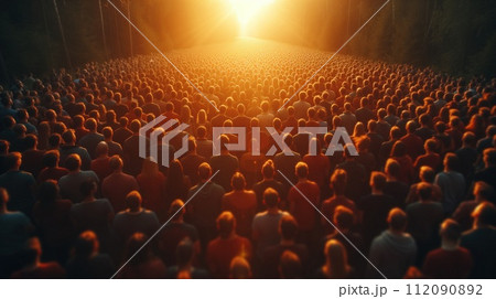 crowd of people back viewのイラスト素材 [112090892] - PIXTA