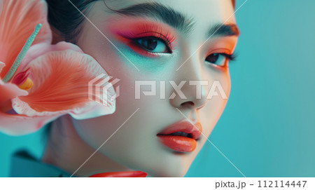 An artistic close-up portrait of a woman...のイラスト素材 [112114447] - PIXTA