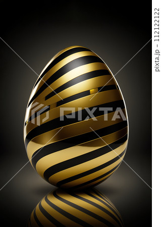 Black egg with golden stripes for good luck on...のイラスト素材 [112122122 ...