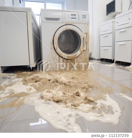 Washing machine breakdown, flood in the...のイラスト素材 [112137250] - PIXTA