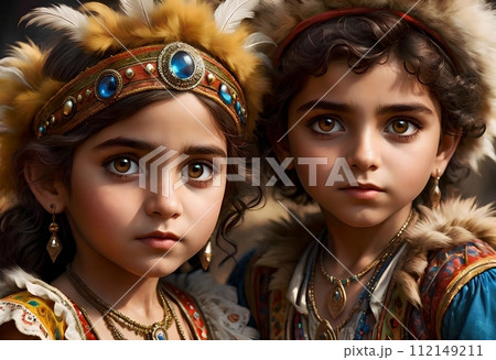 Beautiful gypsy children in elegant gypsy costumesのイラスト素材 [112149211 ...