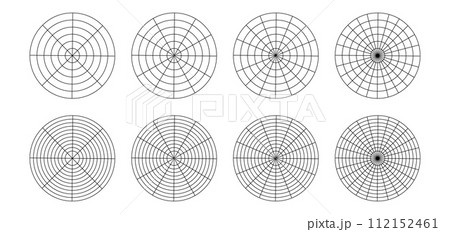 Polar grid divided into radial degree template...のイラスト素材 [112152461 ...