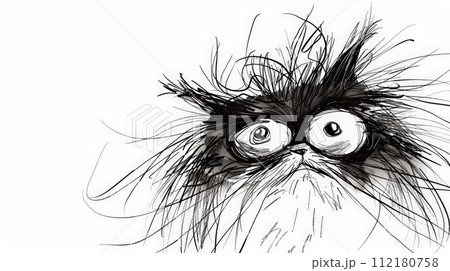 Frazzled Feline: Ink Cartoon Cat. Generative AIのイラスト素材 [112180758] - PIXTA