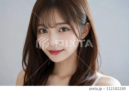 カメラ目線でキメ顔するロングヘアの女性「AI生成画像」のイラスト素材 [112182280] - PIXTA