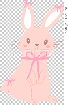 Bunny Rabbit Coquette with Pink Ribbon Bow Flat... - Stock Illustration ...