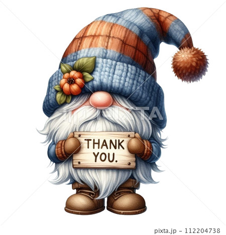 Gnome cute holding a thank you signのイラスト素材 [112204738] - PIXTA